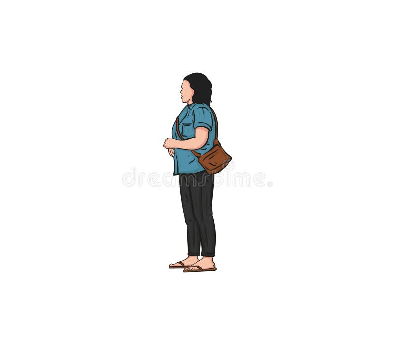 Illustration of a Mother in Blue Standing Stock Illustration ...