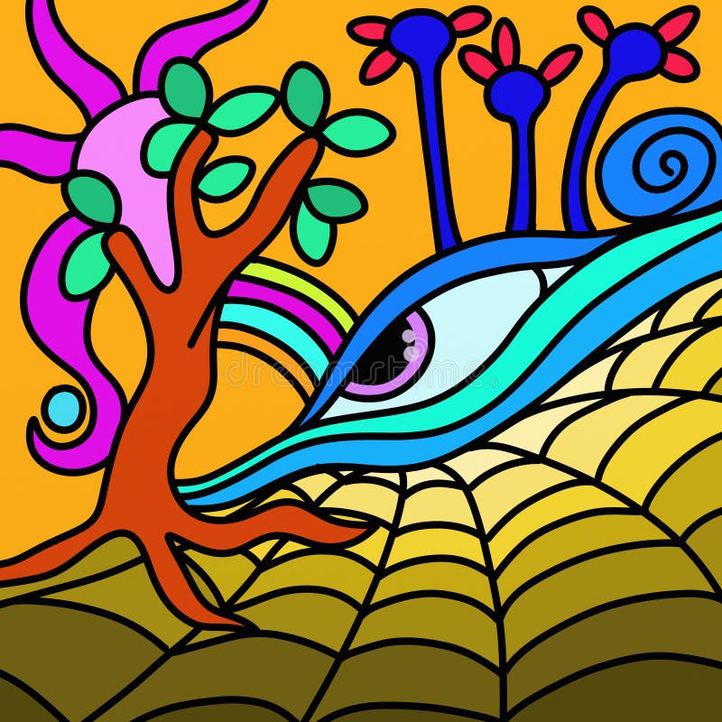 Illustration with Mother Nature Eye and Tree Stock Illustration ...