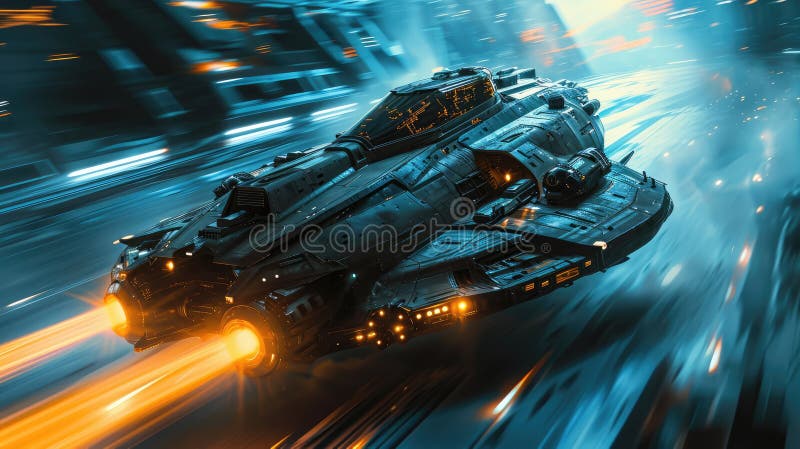 Motion Blurred Fast Approach of a Spaceship Stock Illustration ...