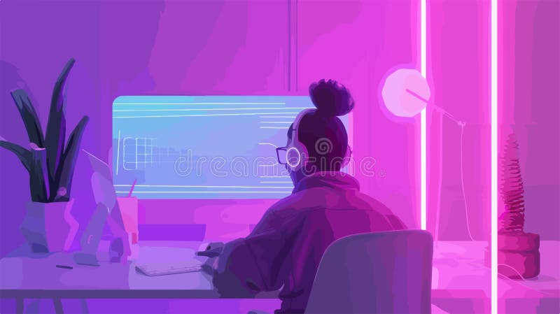 Creative Motion Graphic Designer Working with Pencil on Computer Stock ...