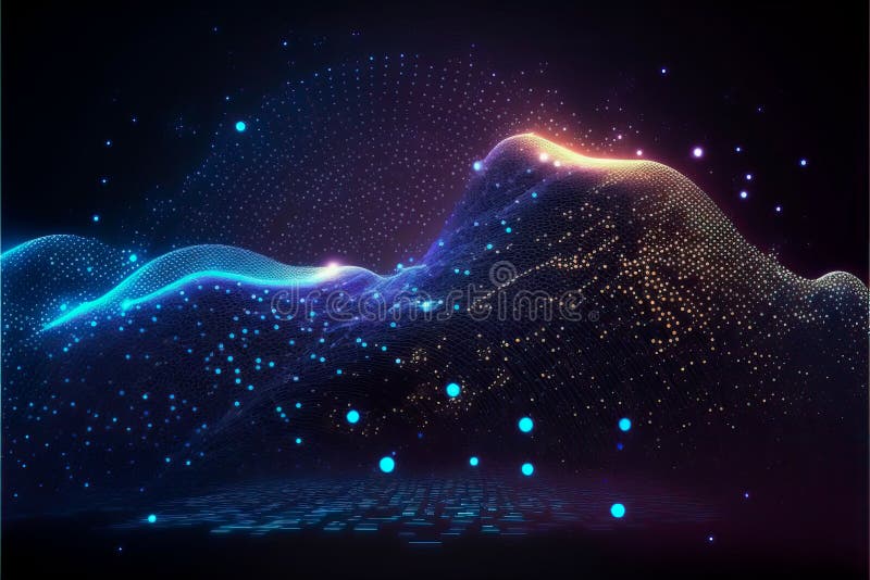 Illustration of Motion Waving Dots Texture with Glowing Particles ...