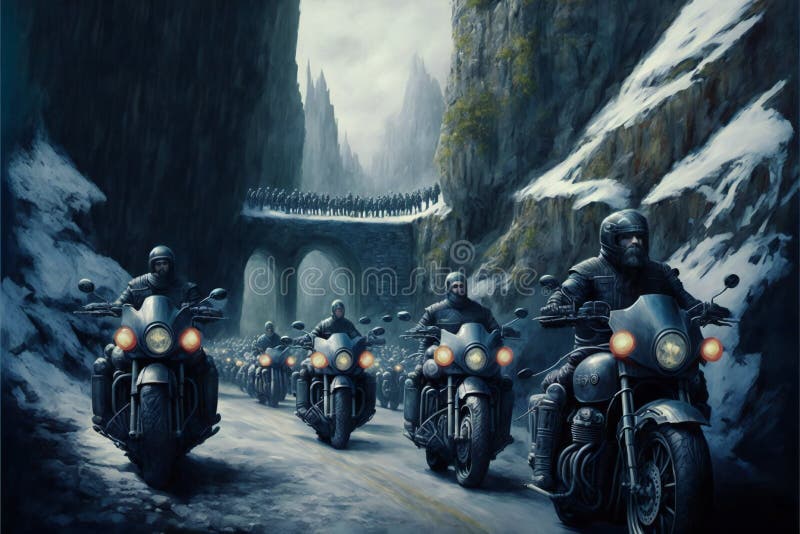 Motorcycle Army in Middle Ages, Digital Illustration Painting Artwork ...
