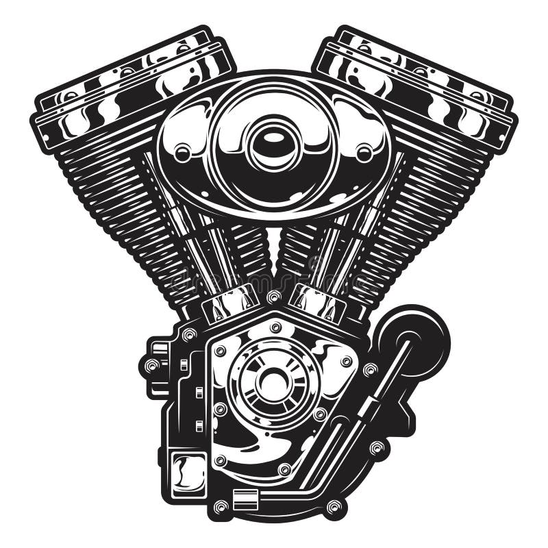 Illustration of Motorcycle Engine Stock Vector - Illustration of ...