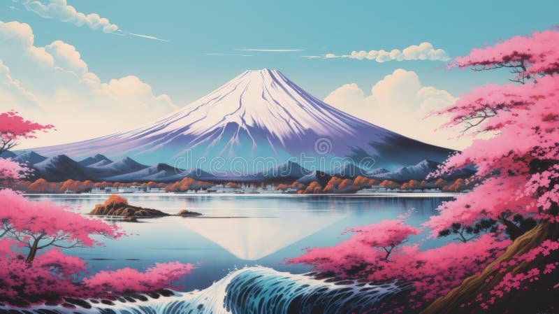 Illustration of Mountain Fuji in Japan Stock Illustration ...