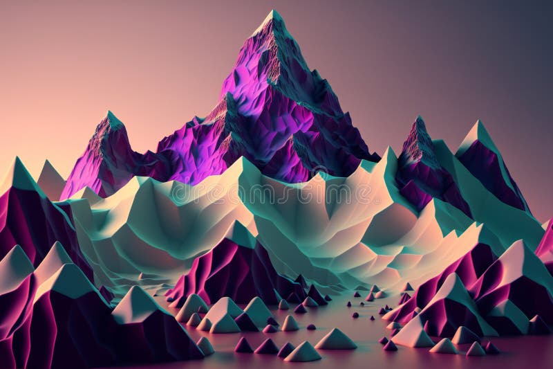 Mountain Landscape Low Poly with Colorful Gradient, Nature, Mountains ...