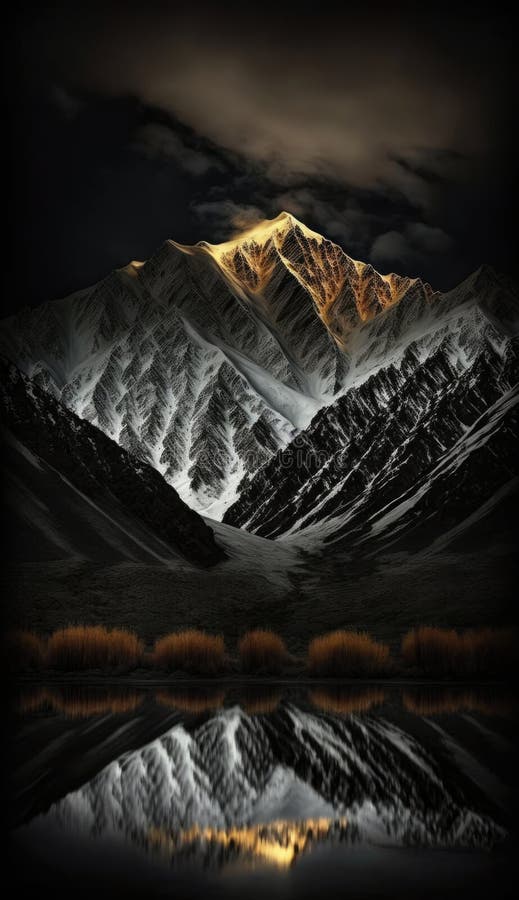 An Illustrated Image of Stunning Mountain Peaks Stock Illustration ...