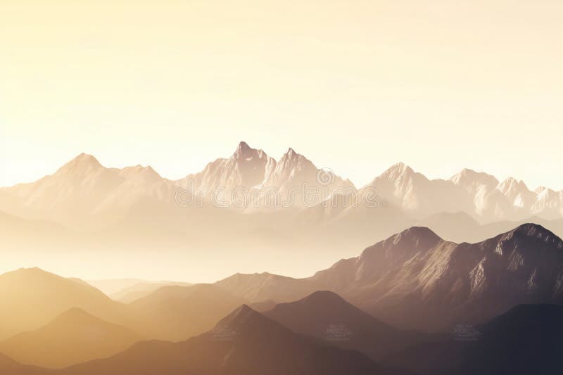 Mountain Range in the Morning Light Stock Illustration - Illustration ...