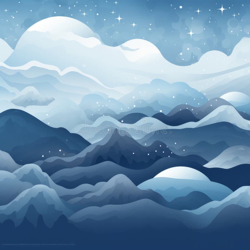 An Illustration of a Mountain Range with Snow and Stars Stock ...