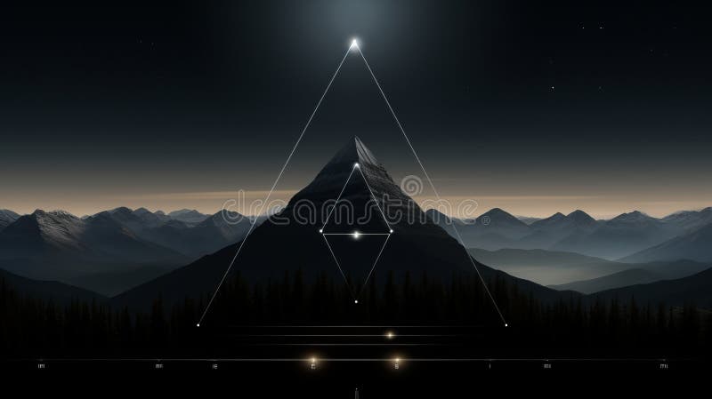 An Illustration of a Mountain Range with a Triangle in the Middle Stock ...