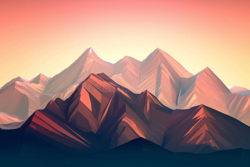 Mountains in the Sunset, Digital Drawing Stock Illustration ...