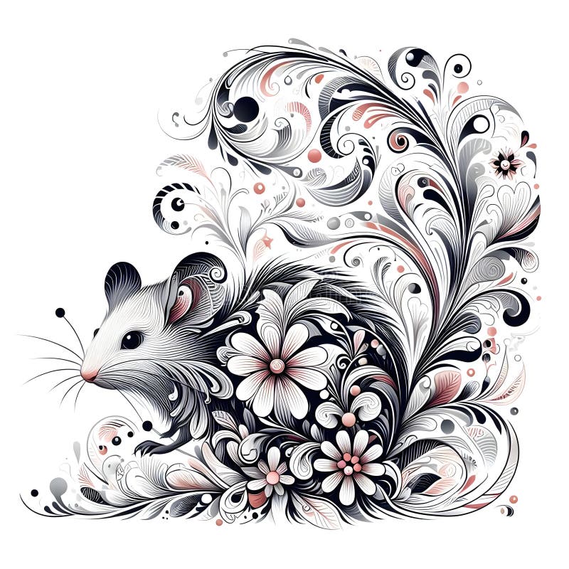 Mouse Abstract Floral White Stock Illustration - Illustration of bundle ...