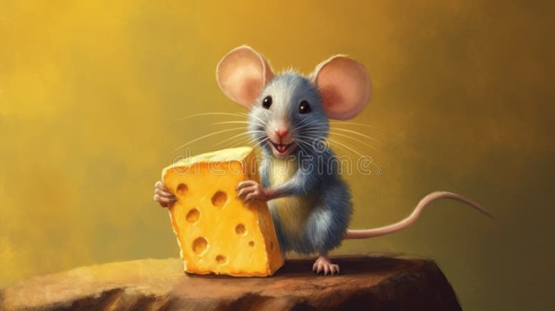 Illustration of Mouse Eating Cheese. Generative AI Stock Illustration ...