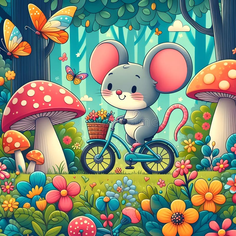 Mouse ride a cycle stock illustration. Illustration of jpeg - 311449085