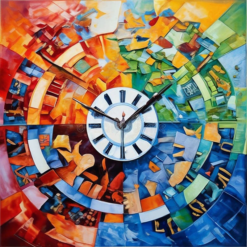 Illustration of a Multi-colored Clock. Made in a Cubic Style, the ...