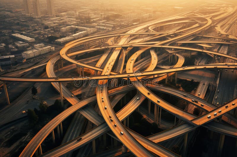 Illustration of a Multi-tiered Road in the City. Complex Logistics ...