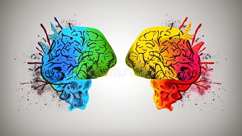Illustration Multicolor Minimal Brain, Left and Right Stock ...