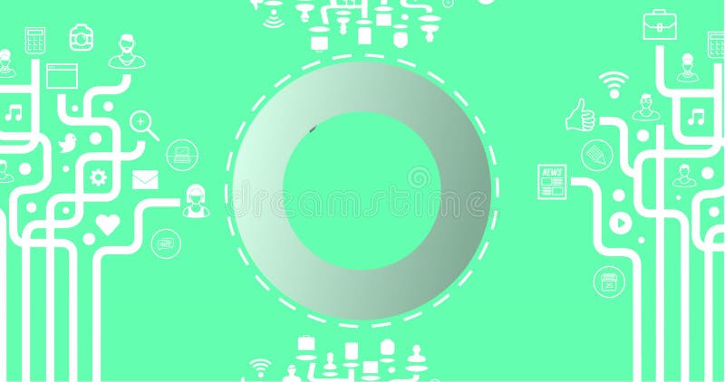 Illustration of Multicolored Circle and Application Icons with Lines on ...