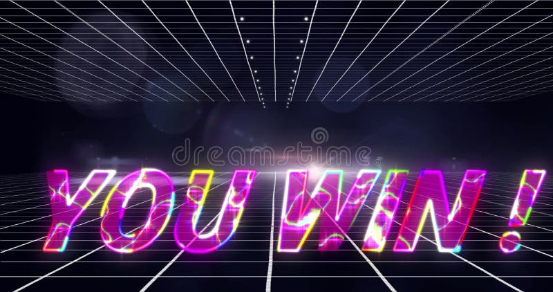 Illustration of Multicolored You Win Text with Lens Flare and Grid ...