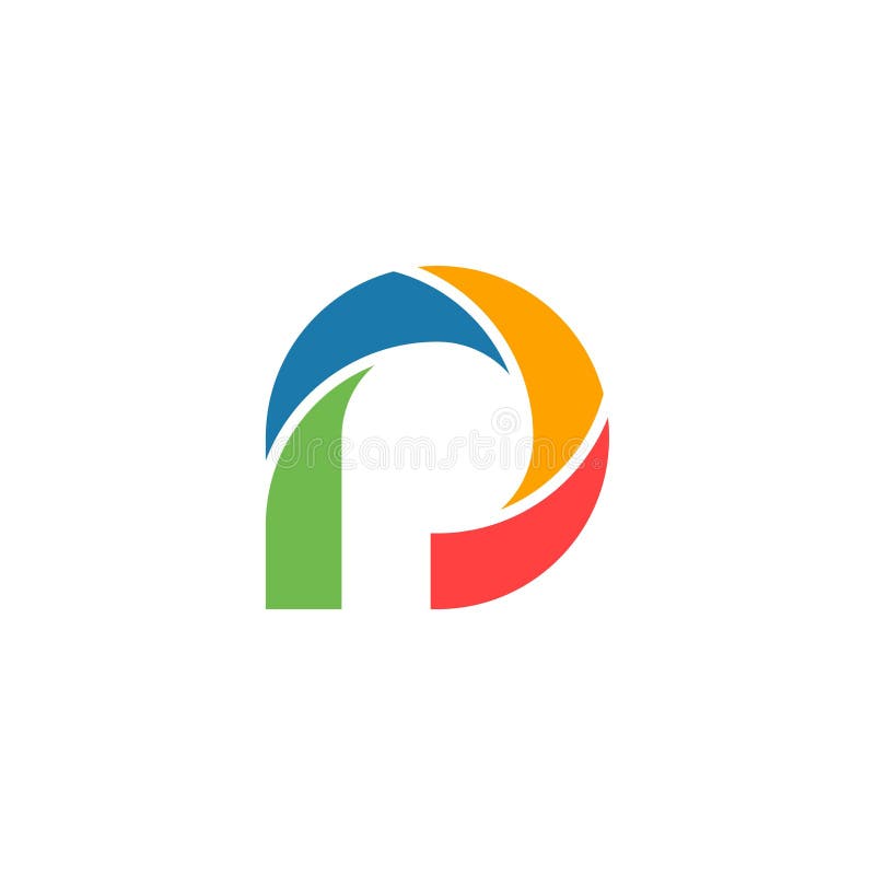 Illustration of Multicolour P Initial on White Background for Logo ...