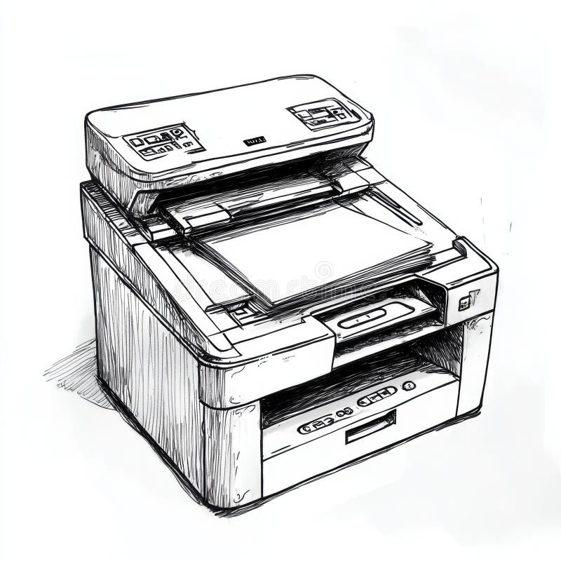 Illustration of a Multifunction Printer with Detailed Features Stock ...