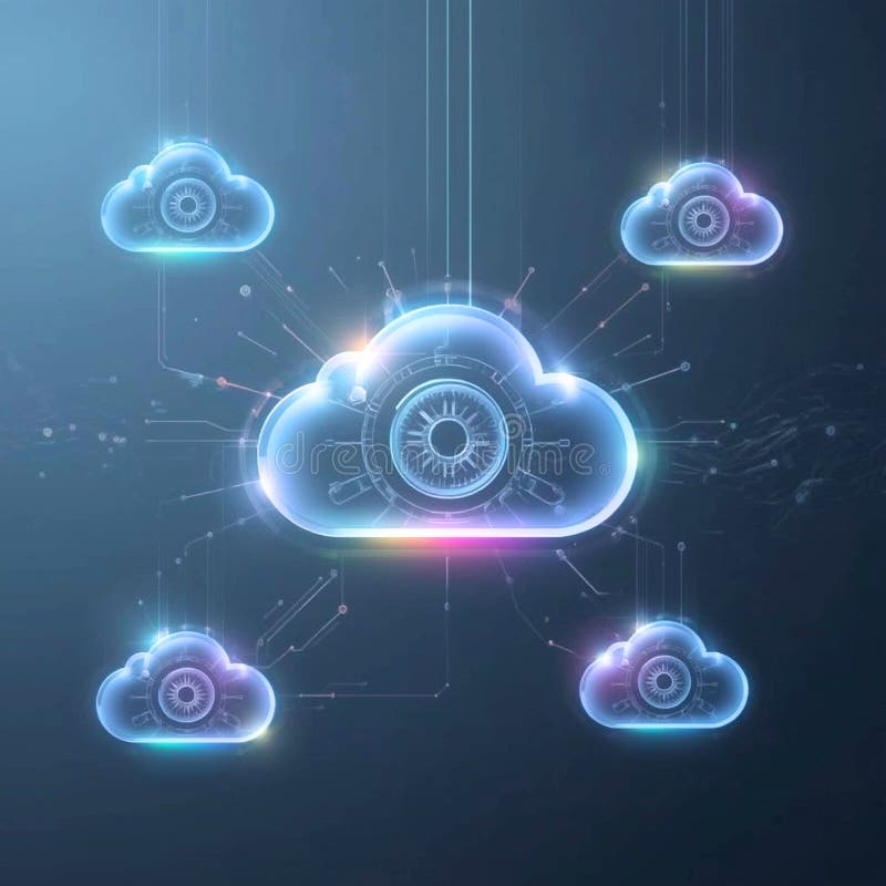 Futuristic Cloud Computing with Cybersecurity Concept Stock Illustration - Illustration of ...
