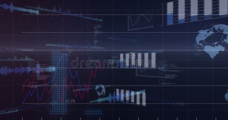 Illustration of Multiple Graphs with Database, Globe and Map Against ...