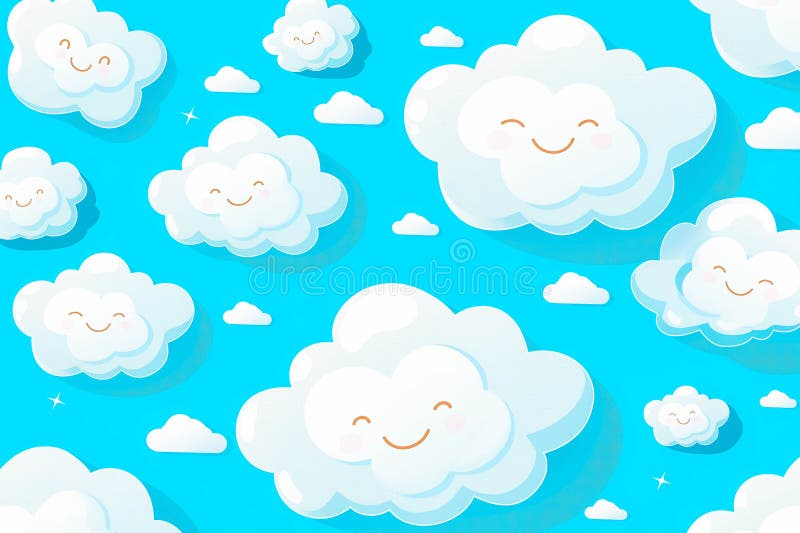 Illustration of Multiple Pretty, Smiling Clouds Stock Illustration ...