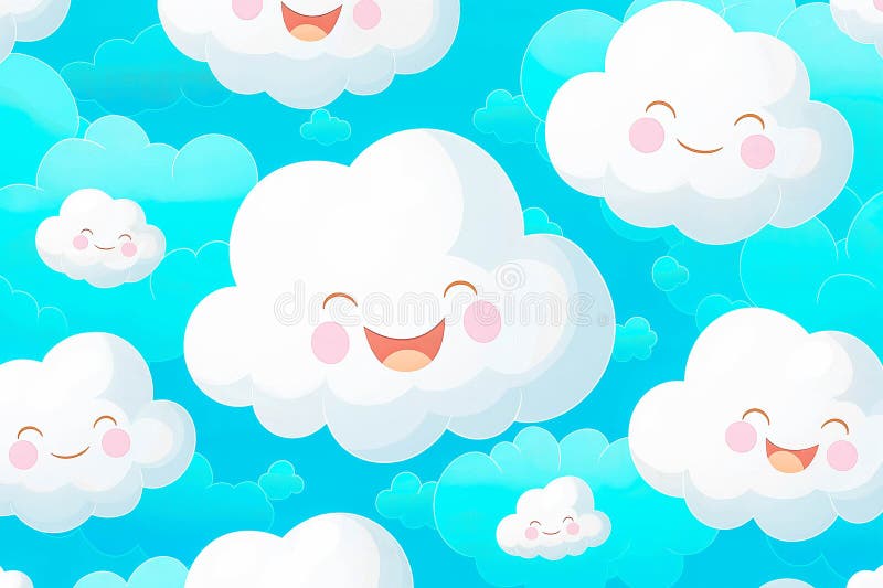 Illustration of Multiple Pretty, Smiling Clouds Stock Illustration ...