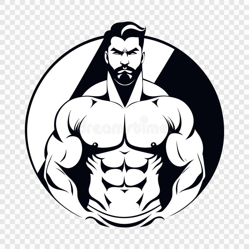 Muscular Bodybuilder Illustration with Determined Expression on ...