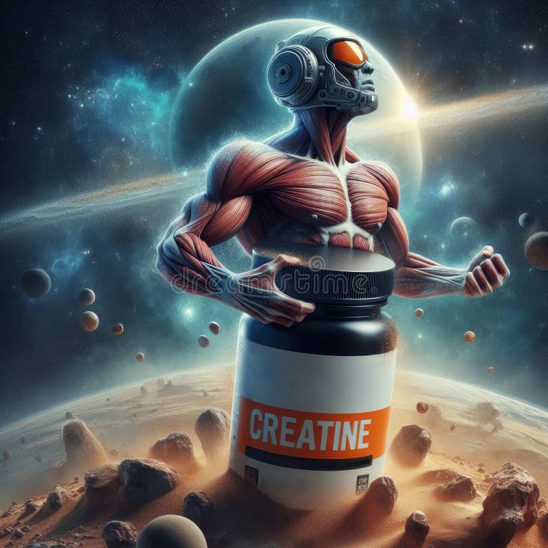 Illustration of Muscular Figure Emerging Dynamically from a Bottle of ...