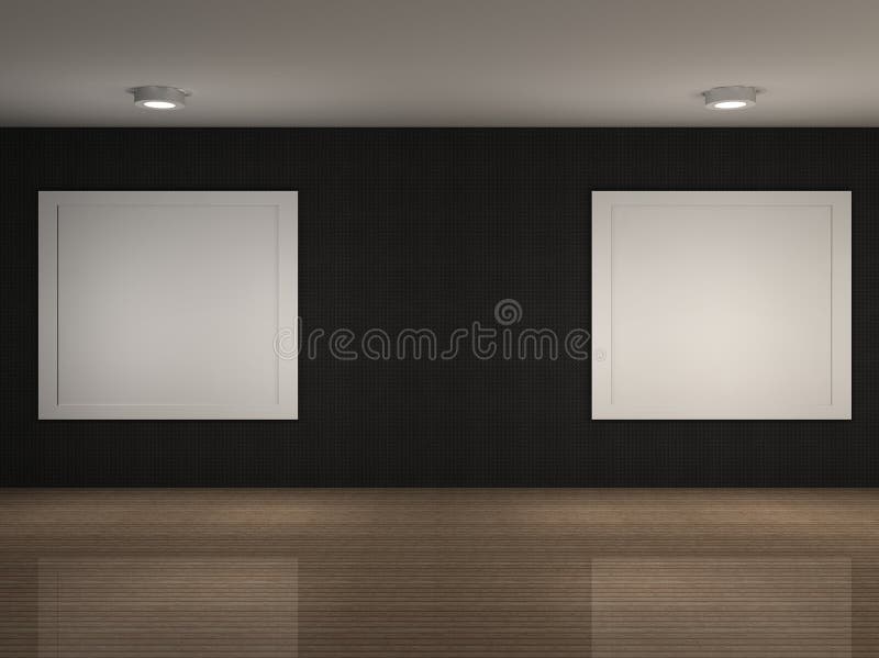 A Illustration of a Empty Museum Room with Frames Stock Illustration ...