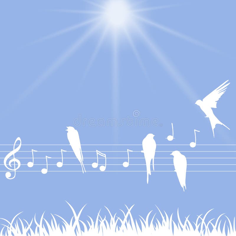 Vector Music Notes and Birds Stock Vector - Illustration of gentle ...