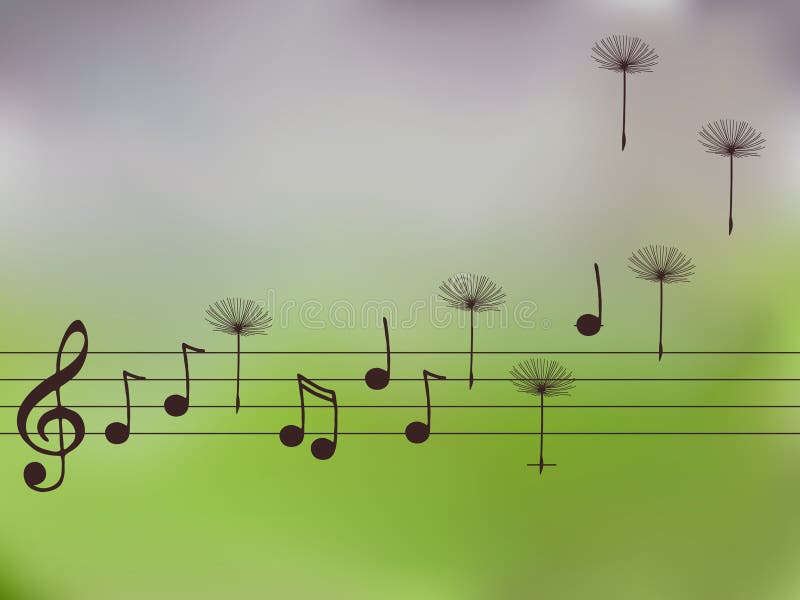 Illustration of Music Notes with Dandelion Stock Vector - Illustration ...