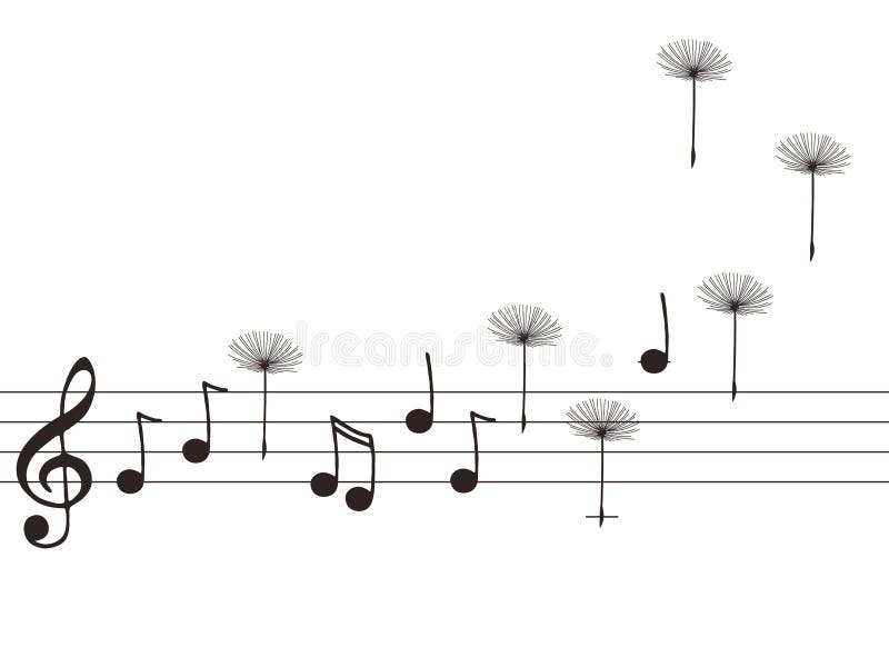 Illustration of Music Notes with Dandelion Stock Vector - Illustration ...