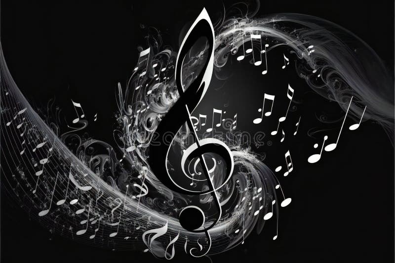 Music Notes Wave Isolated Group Musical Notes Background, Abstract ...