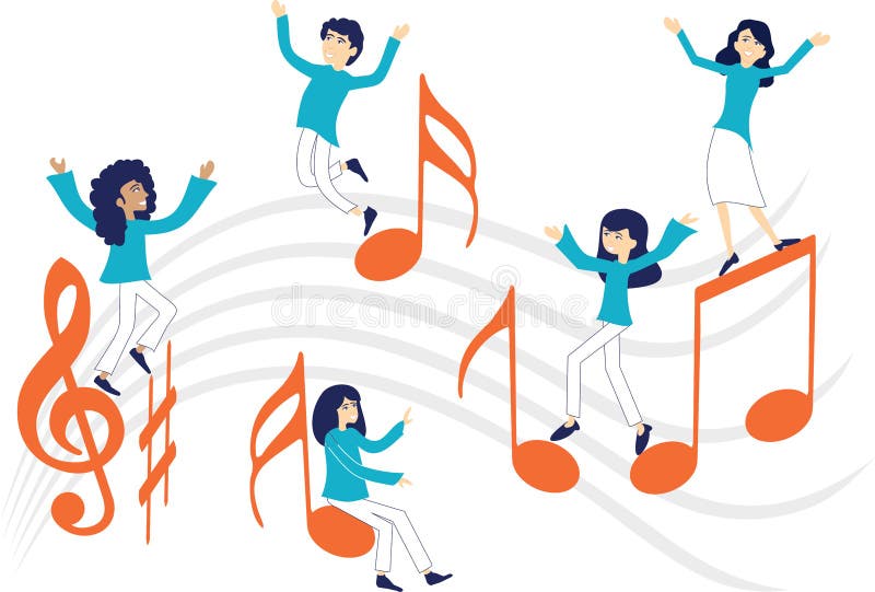 Illustration of Music with People Stock Vector - Illustration of ...