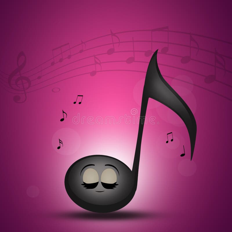 Musical Note with Funny Face Stock Illustration - Illustration of funny ...