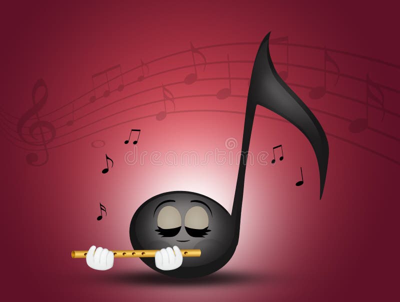 Illustration of Musical Note Plays Flute Stock Illustration ...