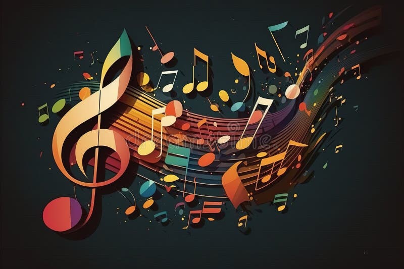 Illustration of Musical Notes on Funny Stave. Ai Generated Stock ...