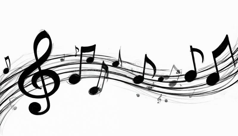 Illustration of Musical Notes on Transparent Background. Black ...