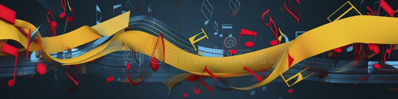 Illustration, Musical Notes in Yellow, Blue and Red, Website Headers ...