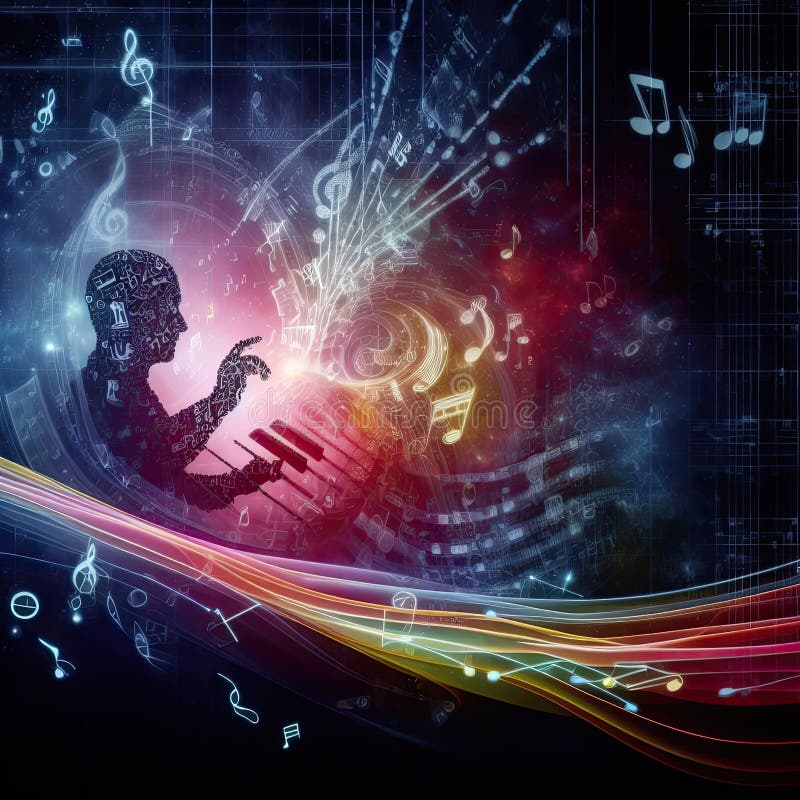 Illustration of Musical Waves of Music Notes. Stock Illustration ...