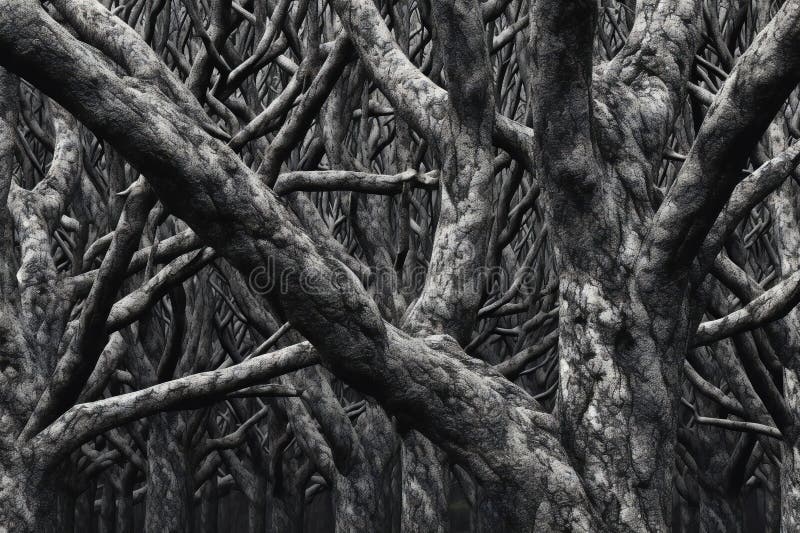 Mysterious Tree in the Forest Stock Illustration - Illustration of ...