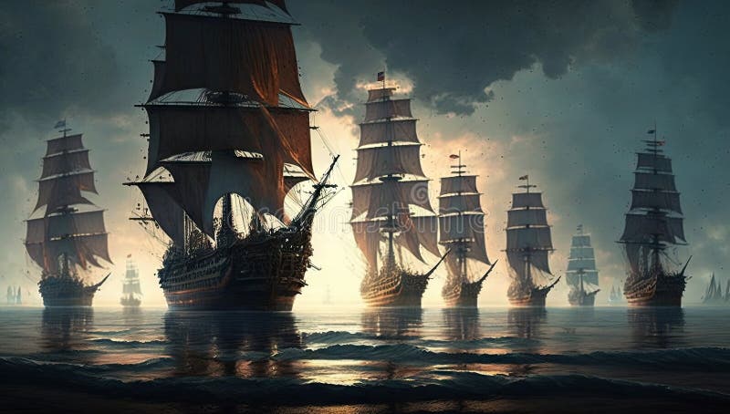 Illustration of the Mystical Ships Stock Illustration - Illustration of ...