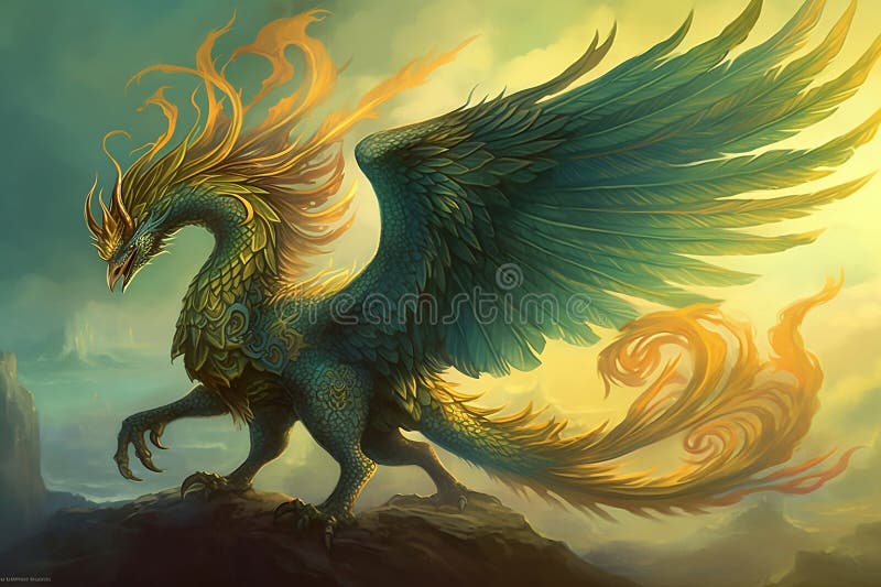 Illustration of Mythical Creature with Wings Stock Image - Image of ...