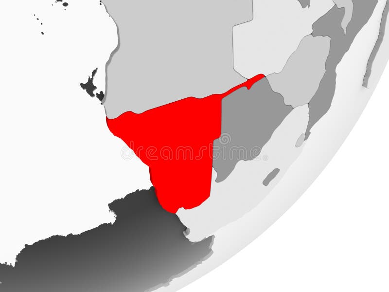 Namibia in red on grey map stock illustration. Illustration of ...