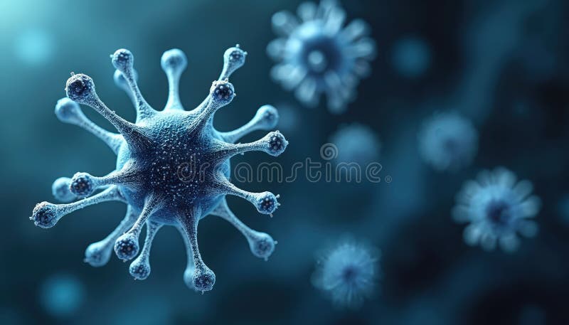 Illustration of Nanobots Molecular Structure. Liquid Solution. Blue ...