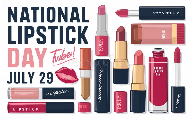 Illustration of National Lipstick Day on July 29th. Generative Ai Stock ...