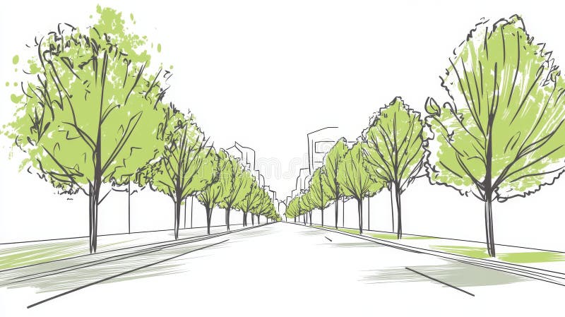 Illustration of a Nature-integrated City Plan Featuring Trees and ...