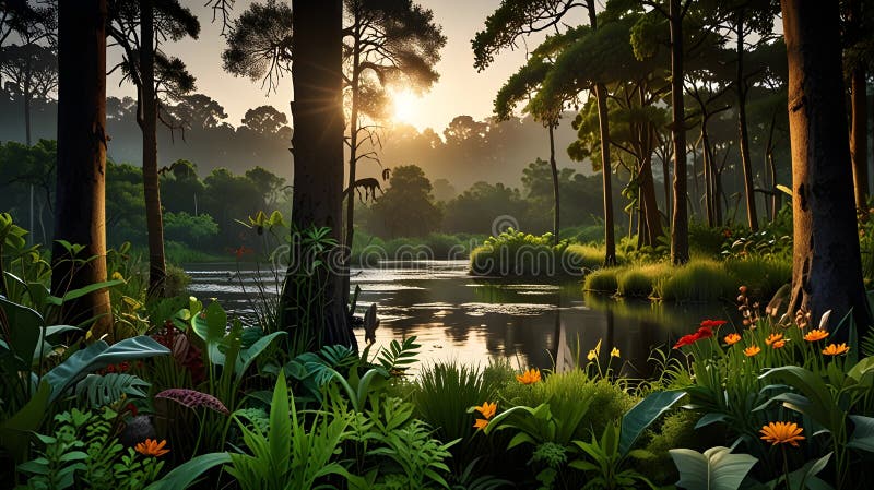 Illustration of Nature Showing the Diversity of Ecosystems and Flora ...